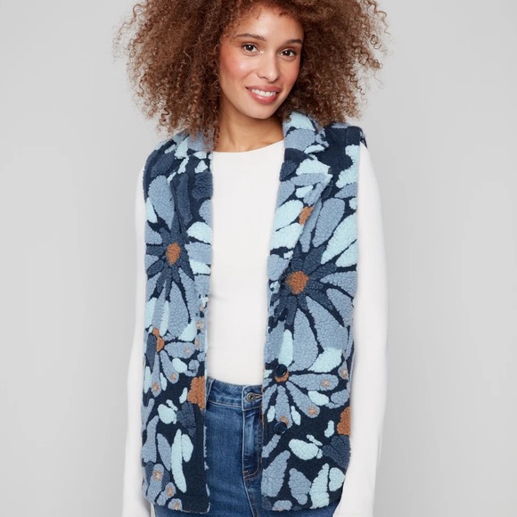 CHARLIE B | Jackets & Coats | Charlie B Blue Floral Vest | Poshmark